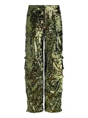 Alice + Olivia Sequinned Cargo Trousers - Green