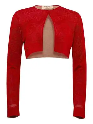 TWINSET Floral-jacquard Cropped Cardigan - Red