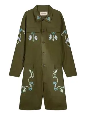 BAZISZT Embroidered Romper - Green