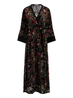 Alice + Olivia Floral Print Belted Coat - Black