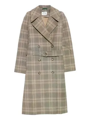 Lacoste Plaid Double-breasted Coat - Neutrals