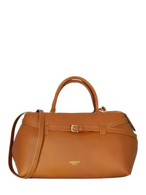 AVENUE 67 Leather Tote Bag With Buckle - Brown