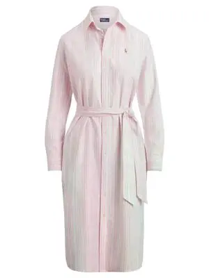 Polo Ralph Lauren Striped Belted Midi Dress - Pink