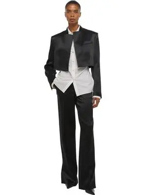 Helmut Lang Cropped Duchesse Satin Blazer - Black