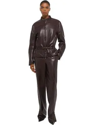 Helmut Lang Leather Moto Jacket - Mahogany