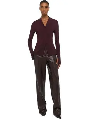 Helmut Lang Viscose Blazer Top - Mahogany