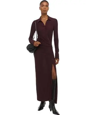 Helmut Lang Twisted Shirt Dress - Mahogany