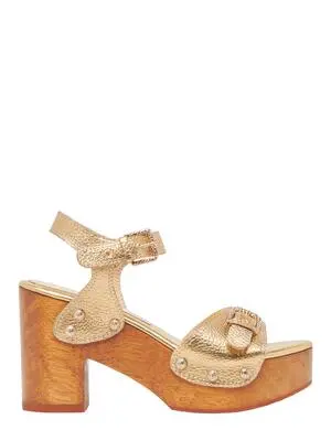 DOLCEVITA Studded Platform Wedge - Gold Leather