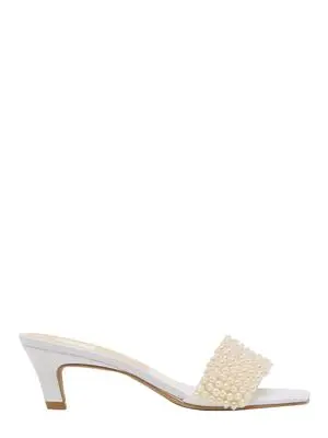 DOLCEVITA DOLCEVITA Rexa Pearl Kitten Heel Mules Off White Satin