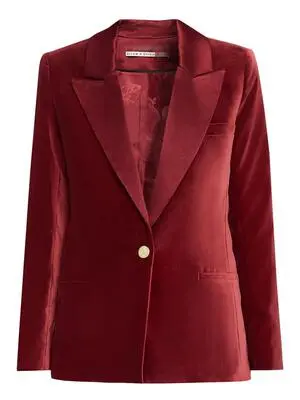 Alice + Olivia Silas Velvet Blazer - Oxblood