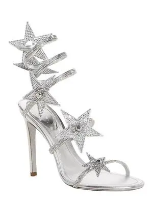 Rene Caovilla Cleo Star Embellished Sandals - Grey Satin/labrador