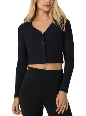 Vuori Pose Cropped Cardigan - Black