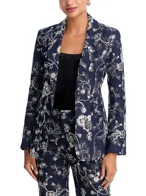 Cinq À Sept Garden Embroidered Denim Cheyenne Blazer - Indigo Multi