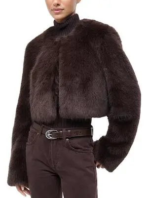 Staud Casimira Faux Fur Jacket - Earth