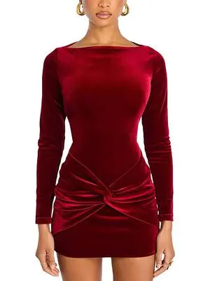 Retrofete Kadala Velvet Mini Dress - Port