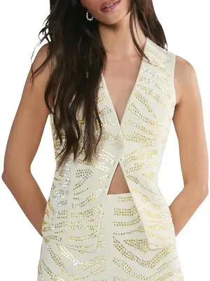 Nasty Gal Zebra V-neck Tailored Vest - Cream