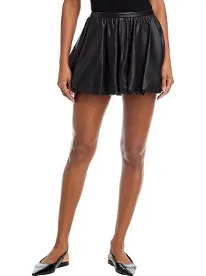 FRAME The Leather Bubble Skirt - Black