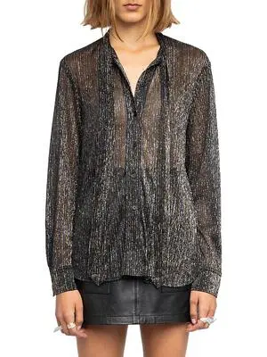 Zadig&Voltaire Tulba Shimmer Chiffon Shirt - Black