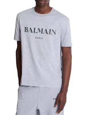 Balmain Vintage Logo Graphic Tee - Grey/black