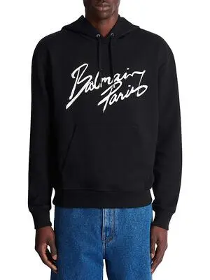 Balmain Script Logo Hoodie - Black/white