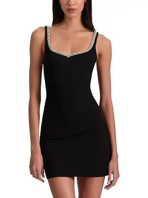 Alice + Olivia Eve Embellished Trim Sweetheart Dress - Black