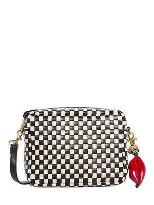 Clare V. Midi Sac Lips Woven Crossbody Bag - Checker