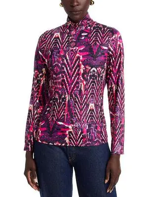 AREA STARS Lee Mock Neck Jersey Top - Abstract Print