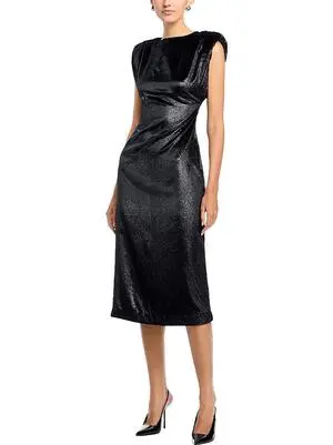 AREA STARS Metallic Velvet Dress - Black