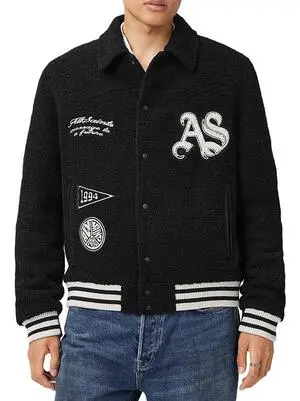 ALLSAINTS Baum Textured Varsity Jacket - Black