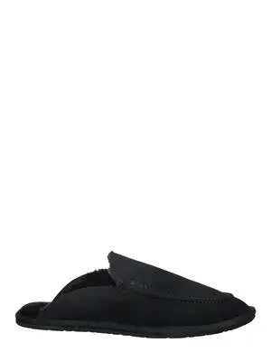 BOSS Topstitched Slippers - Black