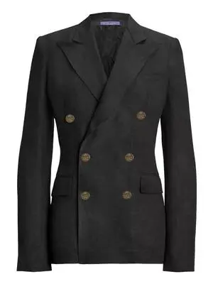 Ralph Lauren Double-breasted Linen Blazer - Black