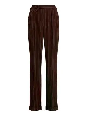 RALPH LAUREN Pinstripe Trousers With Buckle Detail