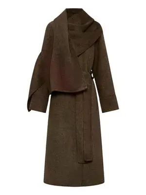 NICHOLAS Candice Shawl-detail Belted Coat - Green