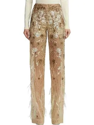 Ralph Lauren Sequined Feather Trousers - Neutrals