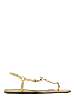 MAISON SKORPIOS Bianca Metallic Flat Sandals - Gold