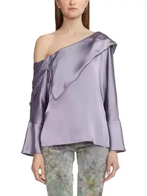 Ralph Lauren One-shoulder Top With Bell Sleeves - Purple