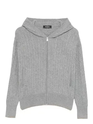 GRAN SASSO Hooded Cable-knit Cardigan - Grey
