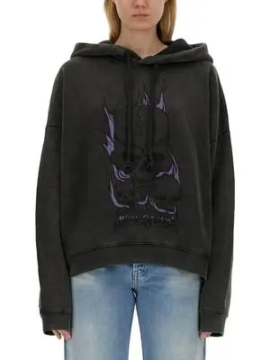 Acne Studios Skull Print Oversized Sweatshirt - Black
