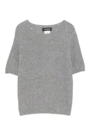 GRAN SASSO Sequin-embellished Short-sleeve Top - Grey