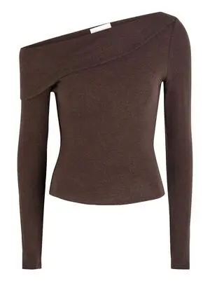 REFORMATION Elio Off-the-shoulder Knit Top - Dark Brown