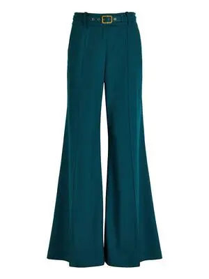 Zimmermann Rebellion Belted Stretch-wool Trousers - Teal