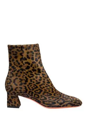 Santoni Marta Leopard Booties - Light Brown