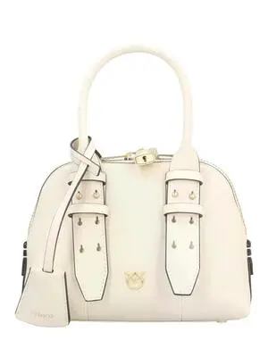 Pinko Mini Escape Leather Bowling Tote Bag - Neutrals