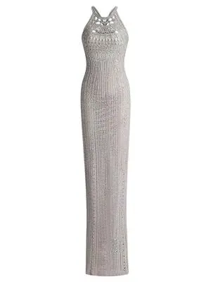Ralph Lauren Crochet-detail Maxi Dress - Silver