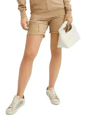 SEROYA Dax Frayed Hem Shorts - Neutrals