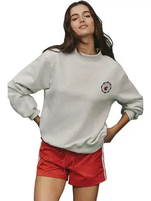 PARKE Mock-neck Varsity Sweatshirt - Grey