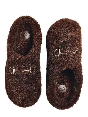Maeve Sherpa Fleece Bit Scuff Slippers - Brown