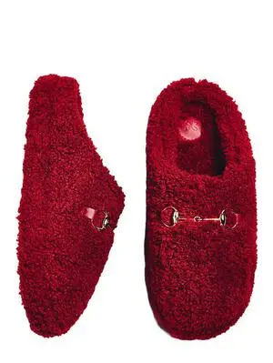 Maeve Sherpa Fleece Bit Scuff Slippers - Red
