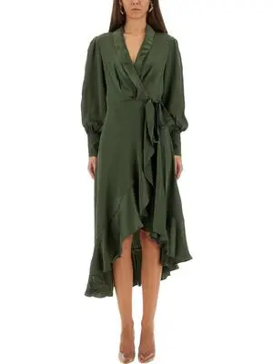 Zimmermann Midi Wrap Dress - Green