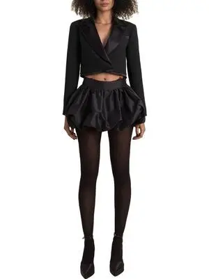 CONTESSA MILLS Flared Taffeta Mini Skirt - Black